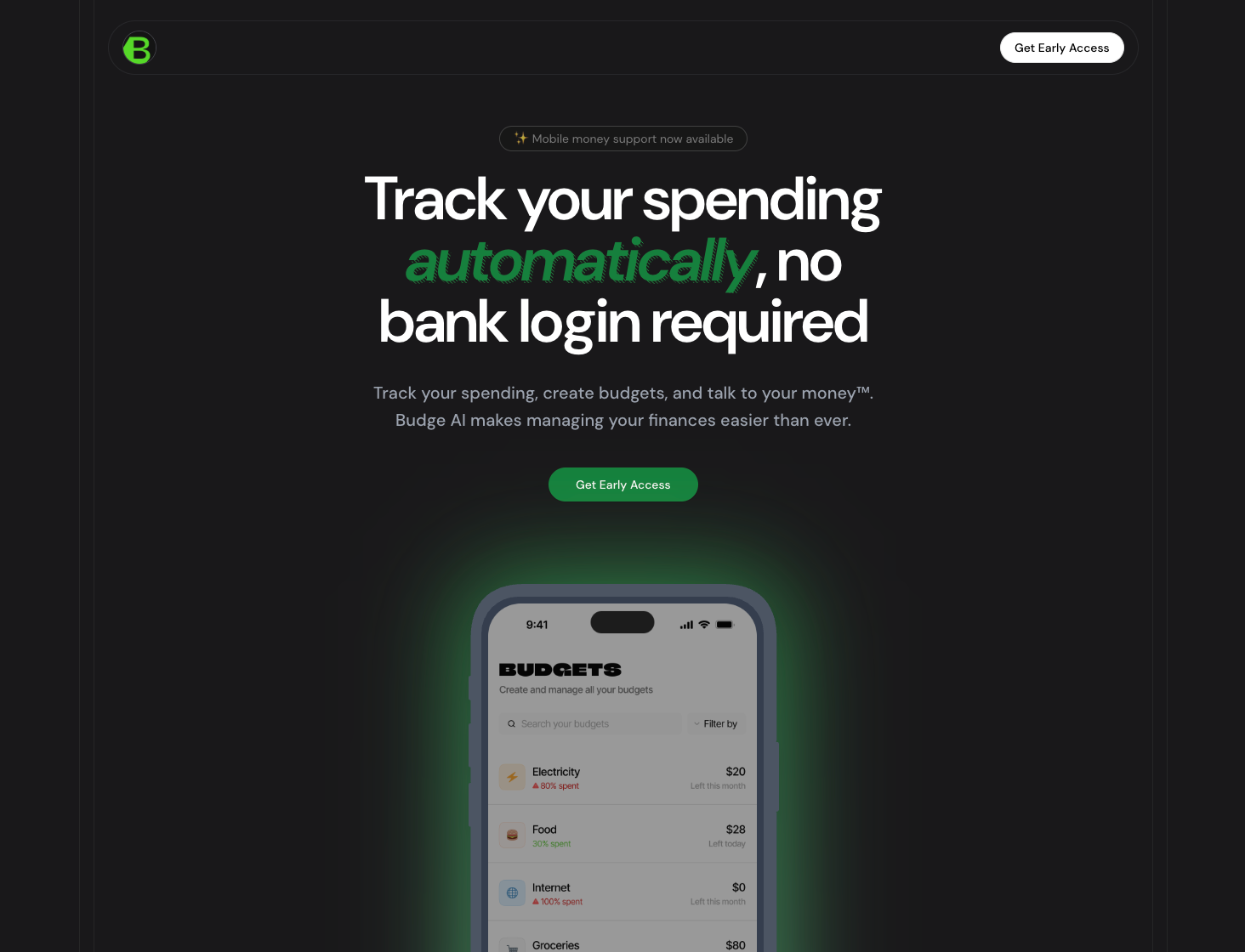 Budge AI - Track your spending automatically, no bank login required